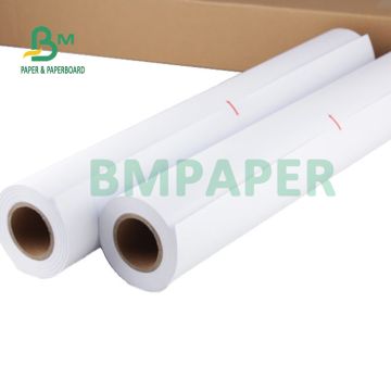 92% Whiteness 80gsm White Plain Paper Roll For CAD Plotter 24'' x 150ft 