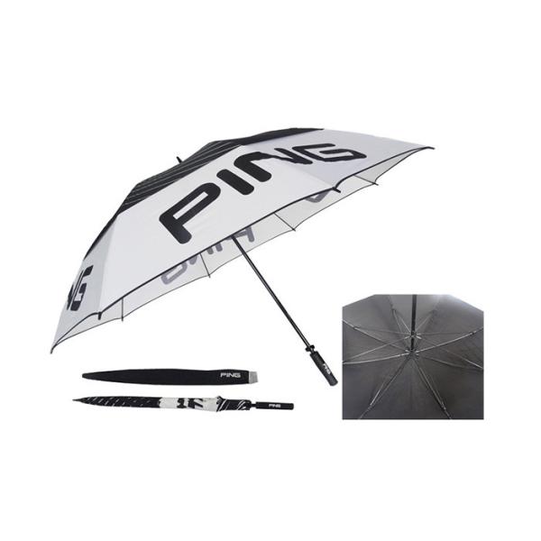 Quality Mens Black White Windproof Golf Umbrellas Lightweight Fiberglass Frame for sale