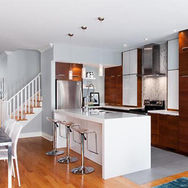Quality Melamine Board Matte Kitchen Cabinet with Lacquer Door Panel Surface Treatment for sale