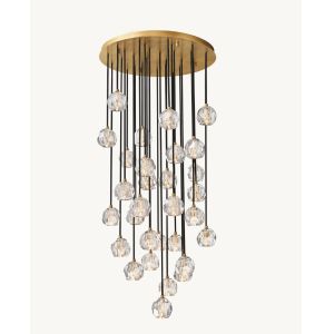 Quality 30" Boule De Chandelier Clear Round Cluster Pendant Light Dimmable for sale