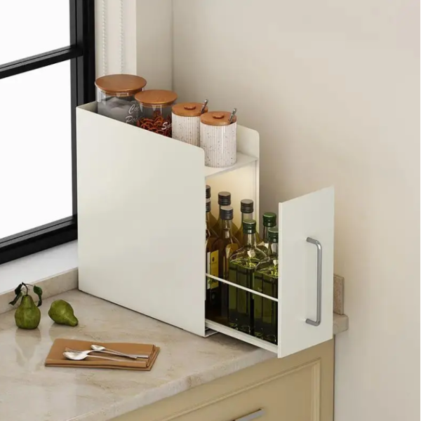 Quality Stainless Steel Dustproof Countertop Storage Rack with 2 Layers Vertical Storage for sale