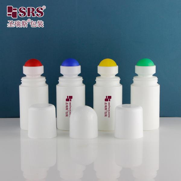 Quality RPPC-60ml Injection PP PCR Roller Ball Bottle With Flat Cap Dome Cap Ribbed Cap for sale