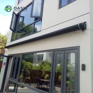 Quality 3x2.5m Curved Arm Telescopic Retractable Awning For House Backyards Patio for sale