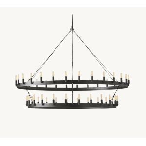 Quality Dimmable Black Vintage Ceiling Light 63" Two Tier Chandelier 270W for sale
