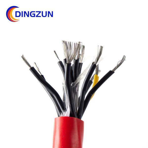Quality Multi 16 Cores Shielded Sensor Cable Silicone Rubber Insulated Sheathed Red HT for sale