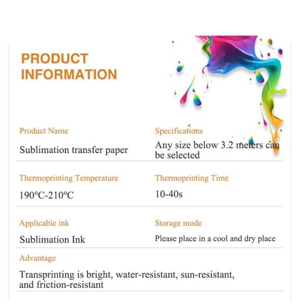 Quality 71 Inch Sublimation Printing Material Paper For Stretchable Fabric 100GSM for sale