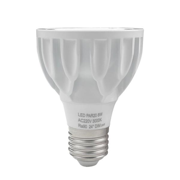 Quality 24 Degrees 3000k PAR20 Led Spotlight Bulb Warm White Color E27 Base 8watt for sale