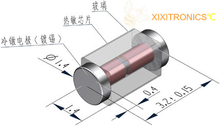 Quality MELF Style Surface Mount Glass NTC Thermistor MF59 series for sale
