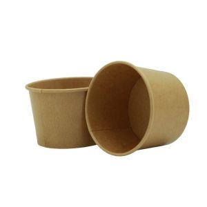 Quality 14oz Brown Ice Cream Paper Cup Biodegradable OEM With Dome Lid for sale