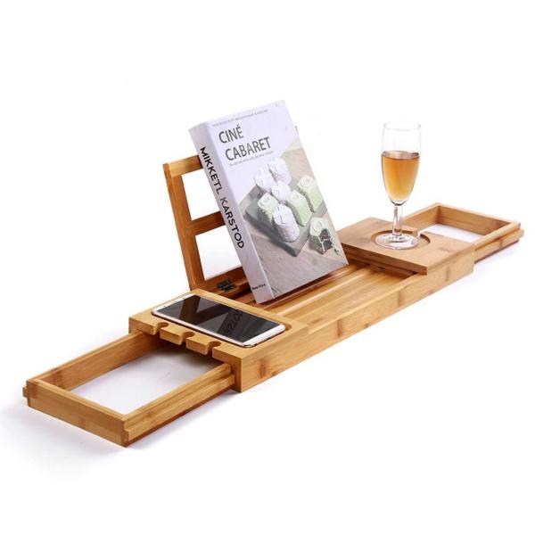 Quality Extra Large Expandable Bathtub Tray Laptop Ipad Holder 2 In 1 100% Bamboo for sale