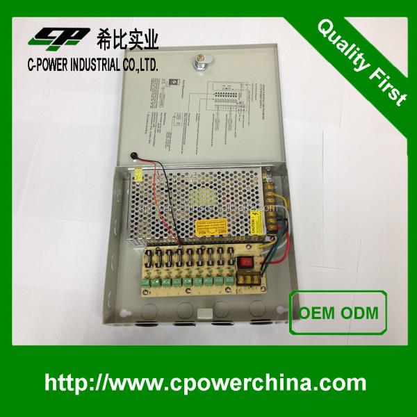 Quality Output Current 10A CCTV Security Camera Power Supply Box Distribution 12V 9CH for sale