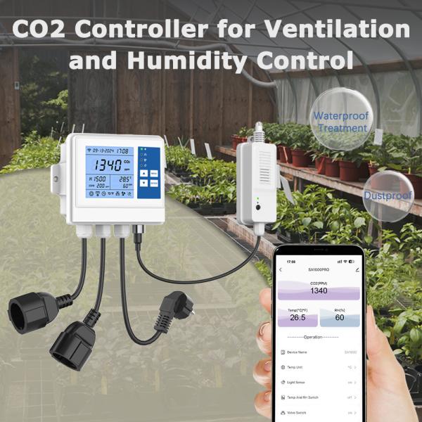 Quality Custom Farm Temperature Wifi Greenhouse Controller CO2 Sensor 2 Channel for sale