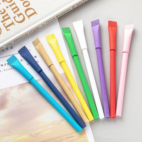 Quality Colorful Paper Tube Creative Ball Pen Eco Friendly School Office Ball Pen Custom Logo for sale
