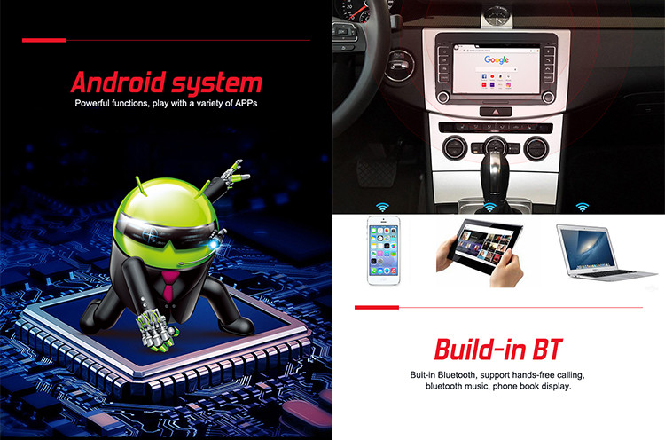VW Universal Octa Core Android Car Stereo 7 Inch With Cooling Fan Physical Buttons