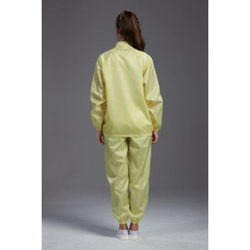Quality Yellow Unisex Clean Room Garments Anti Static With Straight Open Buttons for sale