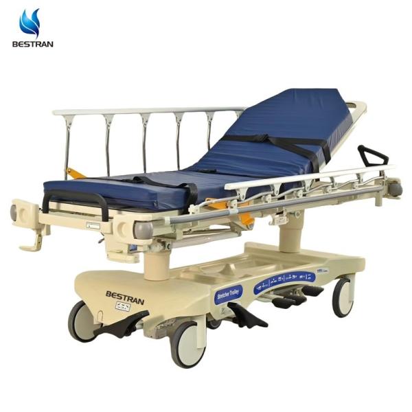 Quality Hydraulic ICU Medical Transport Stretcher Adjustable Backrest Leg Rest X-Ray Compatible for sale