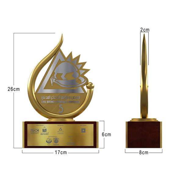 Quality Enterprise Custom Metal Trophies Shiny Gold Plated With Embossed Logo for sale