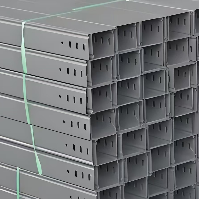 Slotted cable tray showing straight slot design