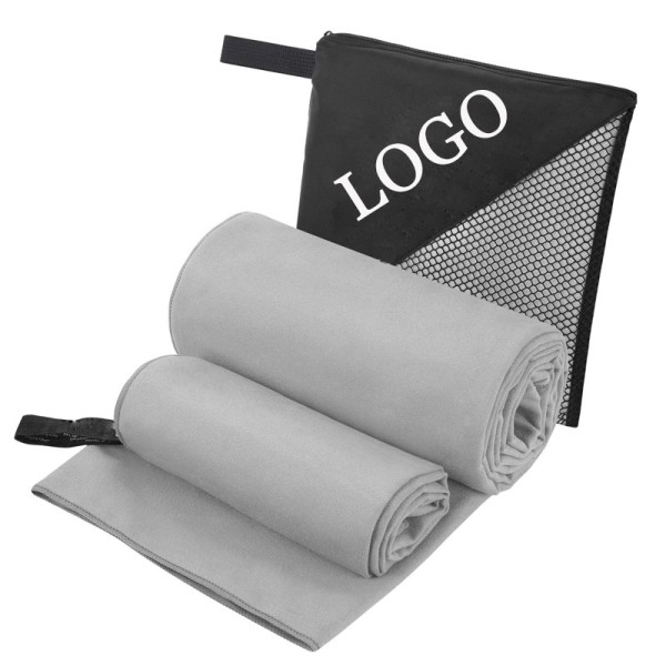 Quality Customized Logo Printed Microfiber Sports Towel With Hanging Loop for sale