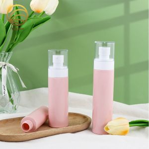 Quality 30ml 40ml 50ml 60ml 80ml pink PET bottle with lotion spray pump for sale