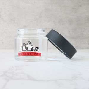 Quality CR Flower Bud Jar Child Resistant Airtight Smell Proof Black Screw Cap Glass for sale