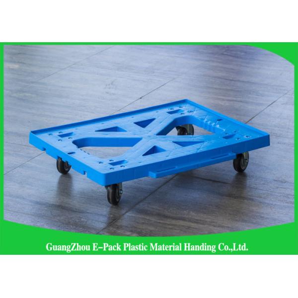 Quality Flat Blue Plastic Moving Dolly Four Wheels 100% PP Materials For Industrial for sale
