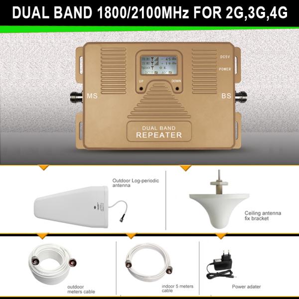Quality Dual Band 1800/2100MHz 2G/3G/4G Signal Booster with LCD Display for sale