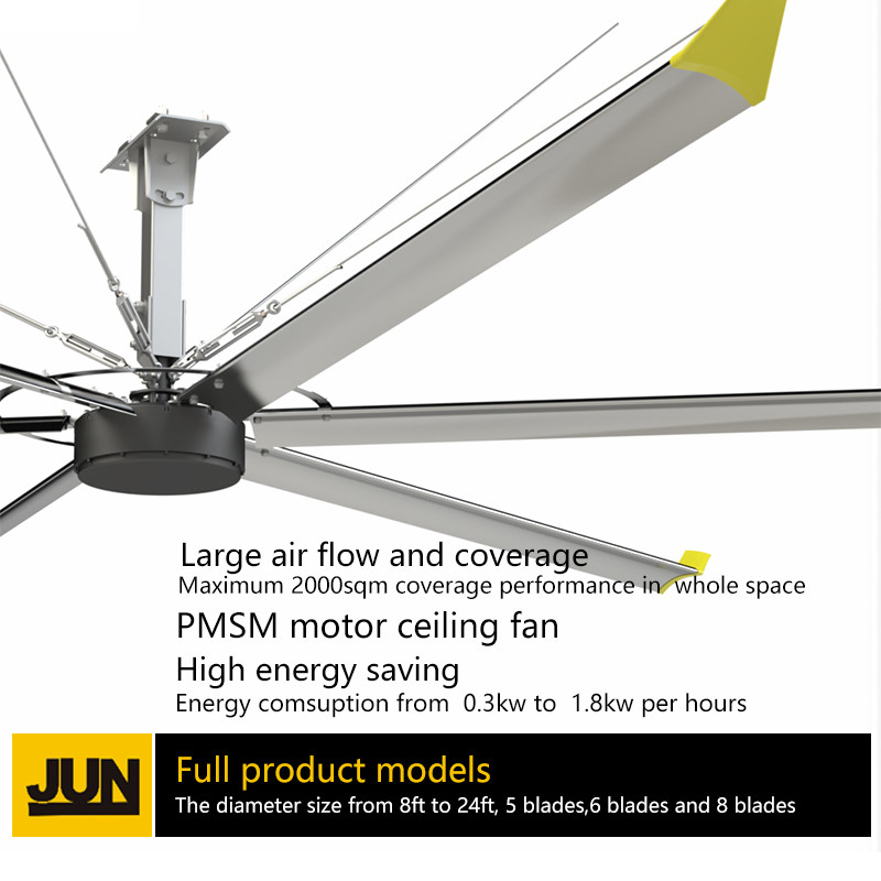 Quality Natural Breeze System with Large Industrial HVLS Ceiling Fan for sale