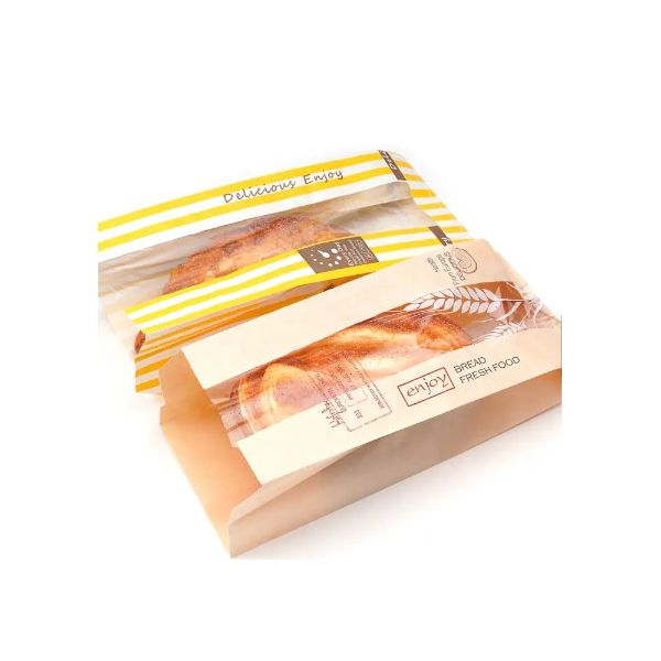 Quality Custom Kraft  Plastic Bread Bags Heat Sealable Homemade Bread In Paper Bag for sale