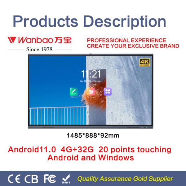 Quality Android 11 Interactive Flat Panel Display 20 Points Touch For Conference for sale