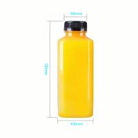 Quality 250ml 350ml 500ml PP Plastic Heat-Resistant Beverage Square Bottles with Cap OEM for sale