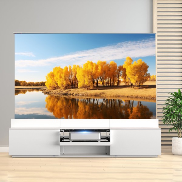 Quality White Motorised Laser TV Cabinet 100 Inch 120 Inch UST Cabinet for sale