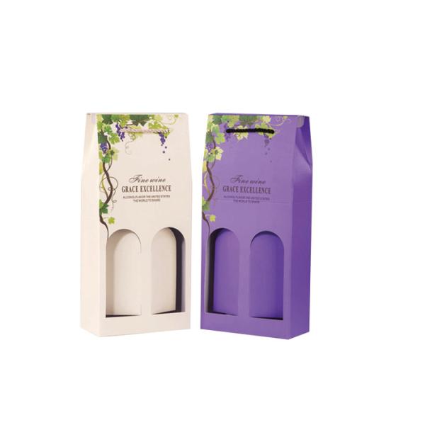 Quality Coloful Wine Gift Box Packaging / Two Window Custom Wine Bottle Boxes for sale