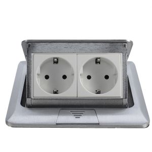 Quality Popular Silver EU Plug Pop Up Double Floor Socket / 2 Gang Power Socket for sale