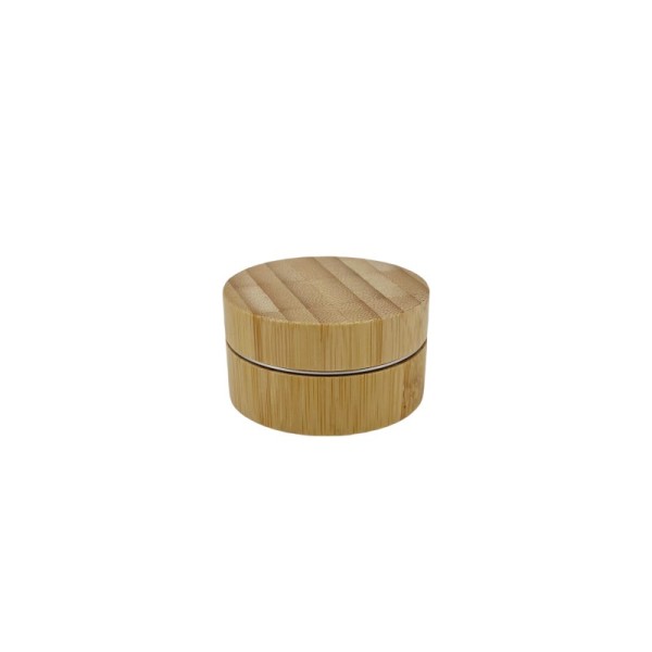Quality Aluminum Luxury Cosmetic Jar Cylindrical Body Lotion Container With Bamboo Casings for sale