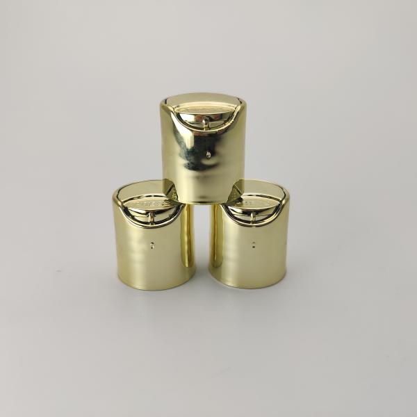 Quality Electroplated Golden PP 20mm Disc Top Cap For Plastic Bottle for sale