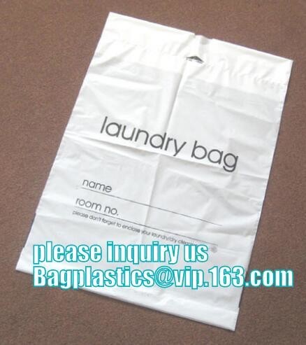 Quality biodegradable Customized Poly Plastic Drawstring Hotel Laundry Bag, Hotel for sale