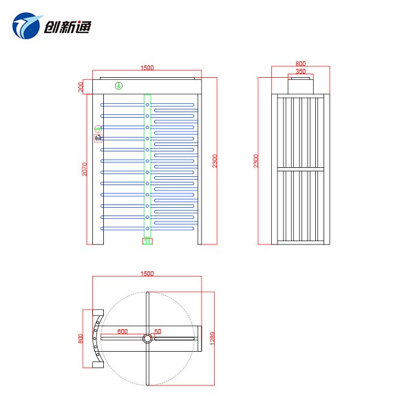 Quality Full Height Turnstile Gate with 1200 Mm Depth for Extreme Cold Environments Minus 60 Degrees Celsius and 24V DC Power for sale