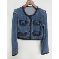Quality Washed Denim Blazer Outfit Jeans Blazer With A Textured High End Look for sale