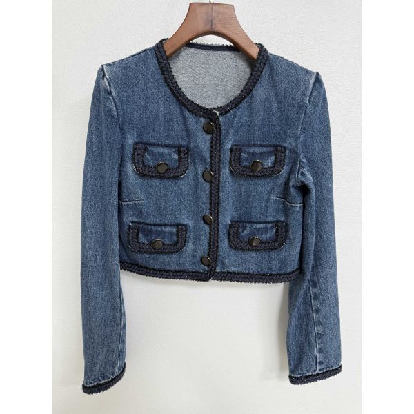 Quality Washed Denim Blazer Outfit Jeans Blazer With A Textured High End Look for sale