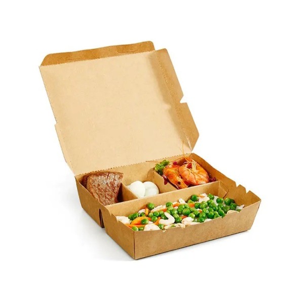 Quality Biodegradable Cowhide Paper Food Takeaway Boxes Containers Salad Divider for sale