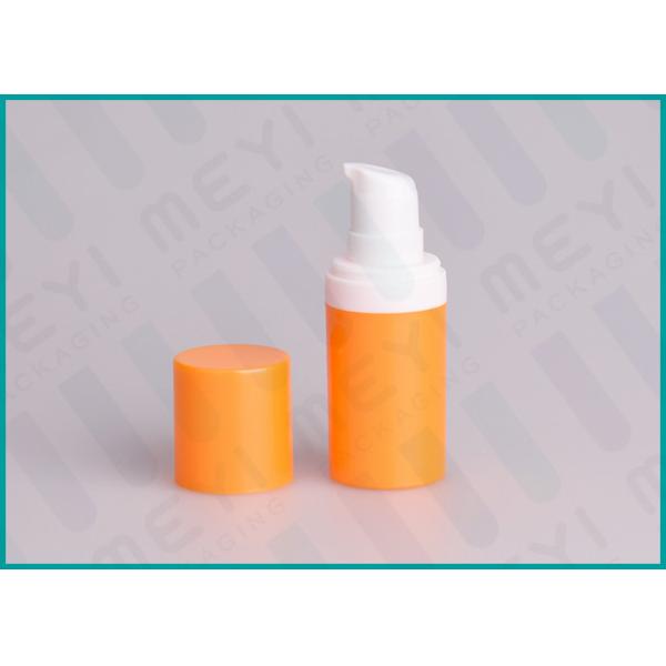 Quality Orange PP Airless 15ml 50ml 30ml Pump Bottle Cylinder Shape For Cosmetics for sale