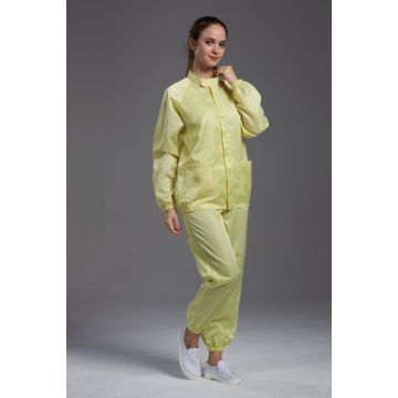 Quality Yellow Unisex Clean Room Garments Anti Static With Straight Open Buttons for sale
