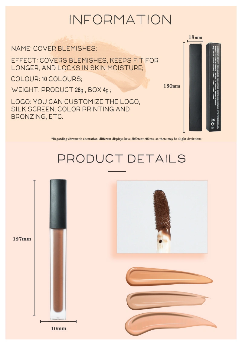 Wholesale Low MOQ Custom Private Label Face Makeup Oil Control Full Coverage Moisturizing Liquid Concealer