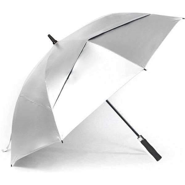Quality Windproof UV Blocking Golf Umbrella with All-fiber Ribs and False Double Layer Design for sale
