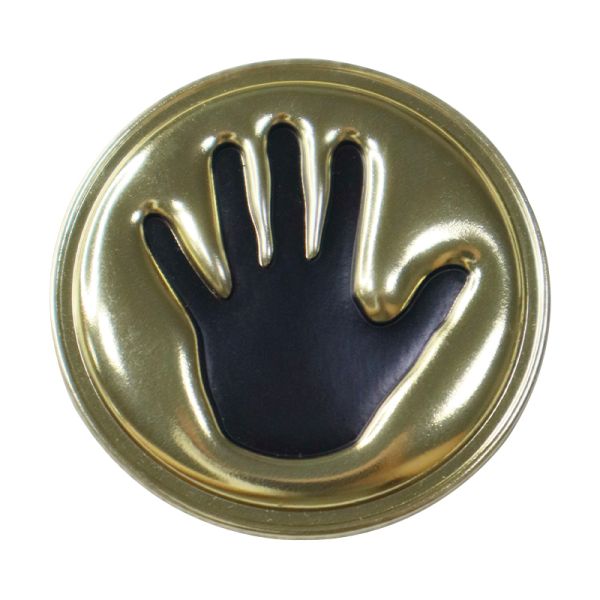 Quality Custom 3D TPU High-Frequency Patch - Metallic Gold Handprint Design for Apparel for sale
