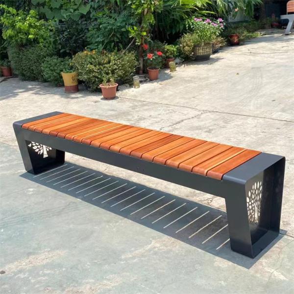Quality Galvanized Steel Outdoor Metal Bench With Knocked Down Backrest for sale