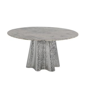 Quality Customized Marble Round Dining Table For 6 Marble Top Metal Legs for sale