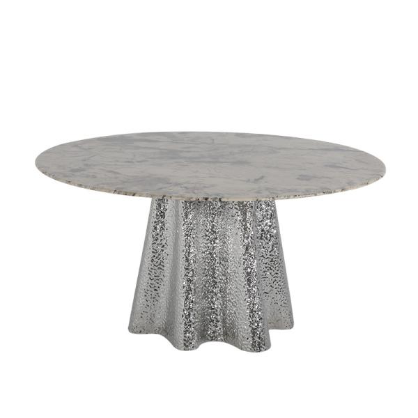 Quality Customized Marble Round Dining Table For 6 Marble Top Metal Legs for sale