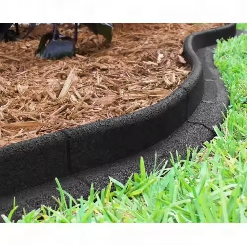 Quality Scallop Landscape Edging No Dig Recycled Rubber Garden Border for Grass Lawns Pathways Black Metal Raised Borders for sale